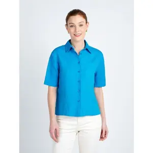 KETTLEWELL Short Sleeve Linen Blend Shirt - Azure