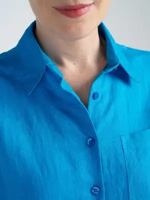 KETTLEWELL Short Sleeve Linen Blend Shirt - Azure