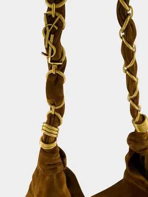 Saint Laurent Caramel Cognac Amalia Suede Handbag