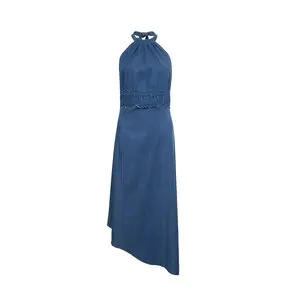 AUDREY VALLENS Denim Affair Asymmetric Dress - Blue