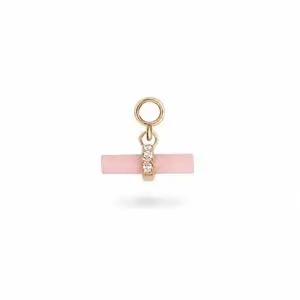 ZOHREH Guava Quartz T-bar Earring Charm 9k Gold - Pink