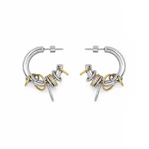KIREI Node Steel Two-tone Pavé Hoop Earrings