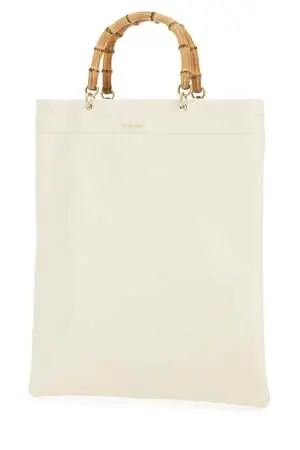 JIL SANDER Ivory Leather Medium Shopping Bag - White