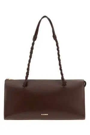 JIL SANDER Chocolate Leather Tangle Tent Shoulder Bag - Brown