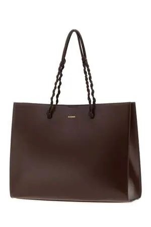 JIL SANDER Chocolate Leather Tangle Shopping Bag