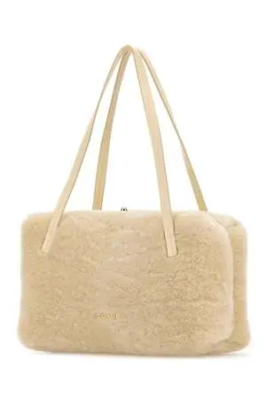 JIL SANDER Ivory Shearling Goji Pillow Shoulder Bag - White