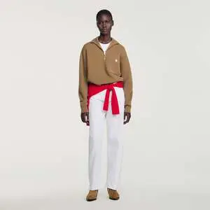 Sandro Half Zip Wool And Cashmere Sweater - Camel