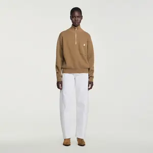 Sandro Half Zip Wool And Cashmere Sweater