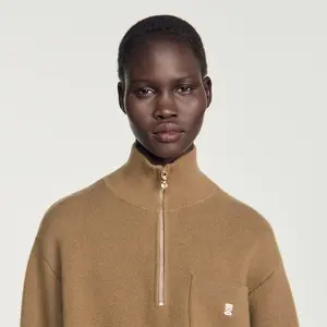 Sandro Half Zip Wool And Cashmere Sweater