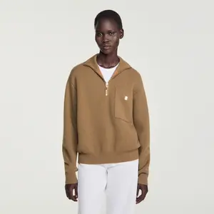 Sandro Half Zip Wool And Cashmere Sweater