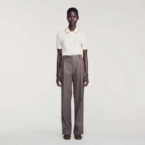 Sandro Jewellery-neck Pointelle Sweater - Ecru