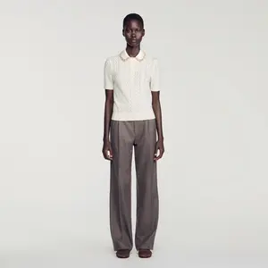 Sandro Jewellery-neck Pointelle Sweater