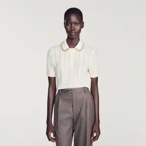 Sandro Jewellery-neck Pointelle Sweater
