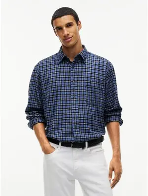 Tommy Hilfiger Relaxed Fit Tartan Flannel Shirt - Ancient Blue