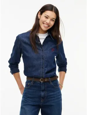 Tommy Hilfiger Relaxed Fit Script Monogram Denim Shirt - Blue