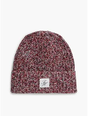 Tommy Hilfiger Script Monogram Patch Marled Beanie - Red White & Blue