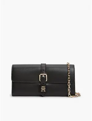 Tommy Hilfiger Buckle Monogram Chain Strap Wallet - Black