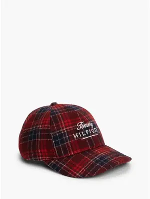 Tommy Hilfiger Plaid Wool-blend Baseball Cap - Medium Red Check