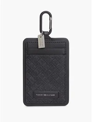 Tommy Hilfiger Embossed Leather Keychain Card Holder - Black