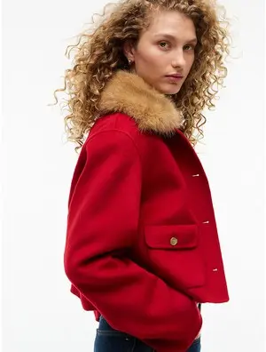 Tommy Hilfiger Faux Fur Wool-blend Lady Jacket