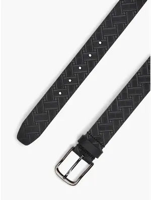 Tommy Hilfiger Square Buckle Embossed Leather Belt