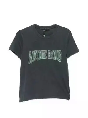 ANINE BING Shelley Logo-print Cotton T-shirt - Black