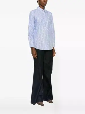 Etro Striped Floral-print Shirt - Blue
