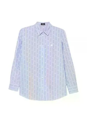 Etro Striped Floral-print Shirt - Blue