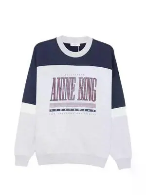 ANINE BING Miles Logo-print Panelled Sweatshirt - Grey