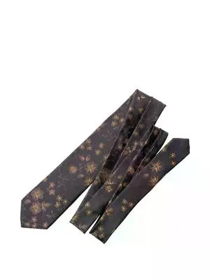 ELIZABETTA Silvio Floral-jacquard Tie - Black
