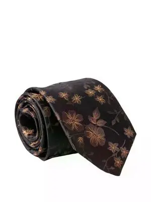 ELIZABETTA Silvio Floral-jacquard Tie - Black