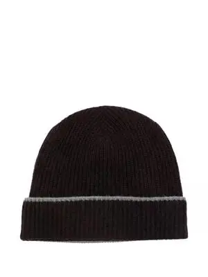 Eleventy Ribbed-knit Beanie Hat - Black