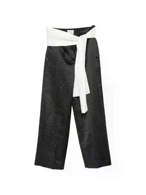 FORTE_FORTE Satin-finish Wide-leg Trousers - Black