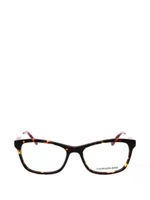 Calvin Klein Tortoiseshell-effect Rectangle-frame Glasses - Brown