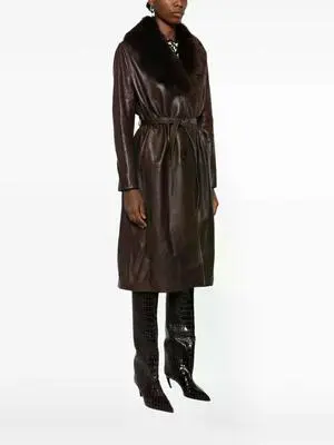 Nour Hammour Niven Fur-collar Leather Coat