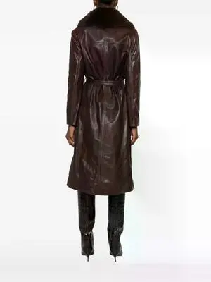 Nour Hammour Niven Fur-collar Leather Coat