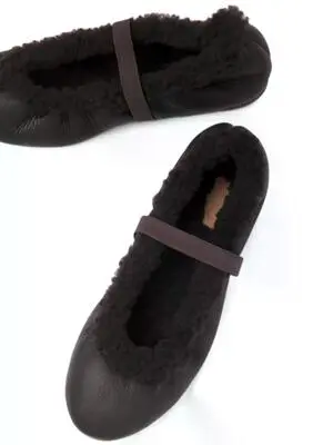 ODISSI Flora C Ruched Leather Ballet Flats
