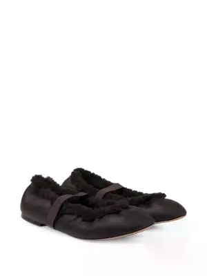 ODISSI Flora C Ruched Leather Ballet Flats