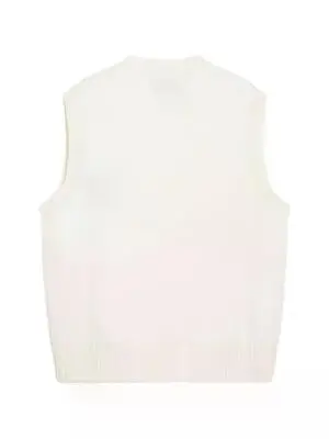 AMI Paris White Sleeveless Wool Sweater With De Coeur
