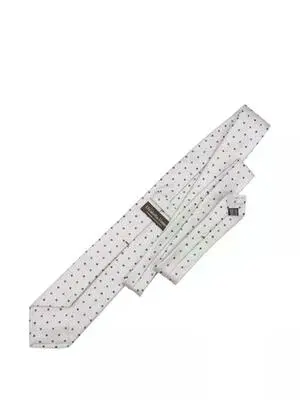 ELIZABETTA Tiburtina Polka-dot Chevron-jacquard Tie - Grey