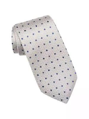 ELIZABETTA Tiburtina Polka-dot Chevron-jacquard Tie - Grey