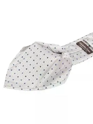 ELIZABETTA Tiburtina Polka-dot Chevron-jacquard Tie - Grey