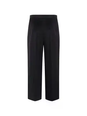 Max Mara Pleated Virgin Wool Trousers - Black