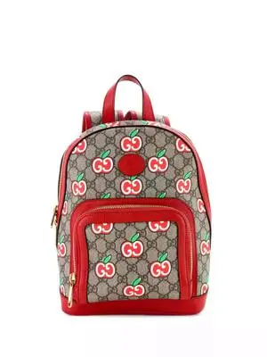 Gucci Zip Pocket Apple Gg Coated Canvas Small Backpack - Brown