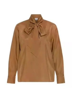 Marella Tie-neck Long-sleeve Blouse - Brown