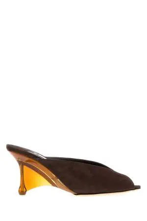 JIMMY CHOO Dark Suede Glace Mules - Brown