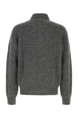 AMI Paris Dark Grey Stretch Alpaca Blend Polo Shirt - Gray