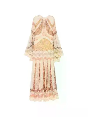 Zimmermann Floral-print Lace-panelled Maxi Dress - Neutrals