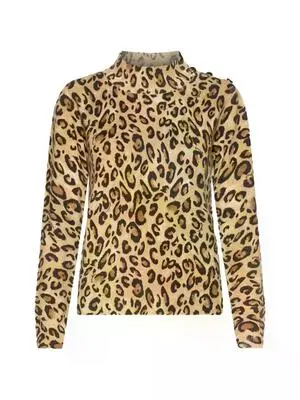 Marella Leopard-print Button-detail Sweater - Neutrals
