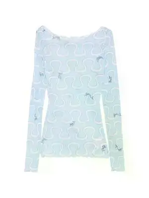 Emilio Pucci Graphic-print Long-sleeve Top - Blue